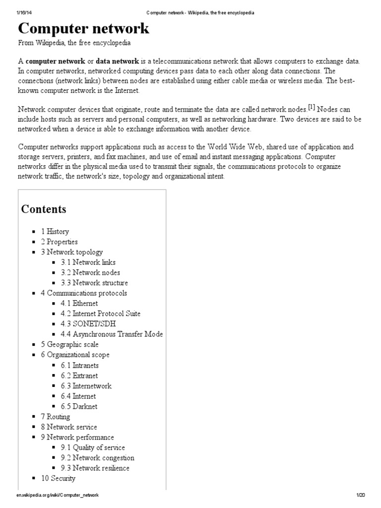 Computer Network - Wikipedia, The Free Encyclopedia | PDF | Computer ...