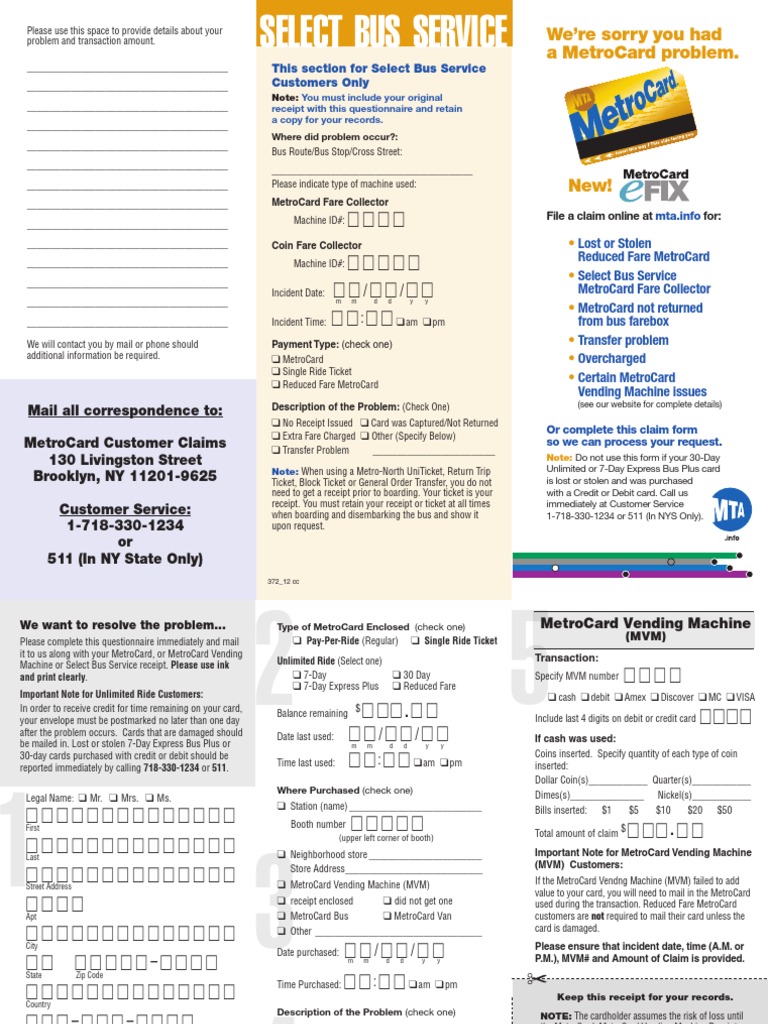 MetroCard Claim Guide | PDF | Banking | Financial Technology