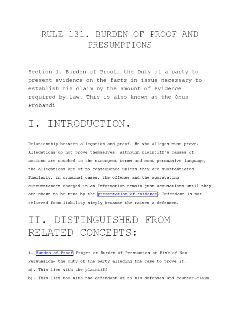 RULE 131 Sec 3 Rules of Court | Burden Of Proof (Law) | Evidence