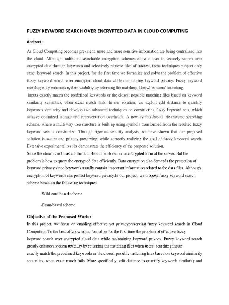 Fuzzy Keyword Search Over Encrypted Data in Cloud Computing | PDF | Reserved Word | Cloud Computing