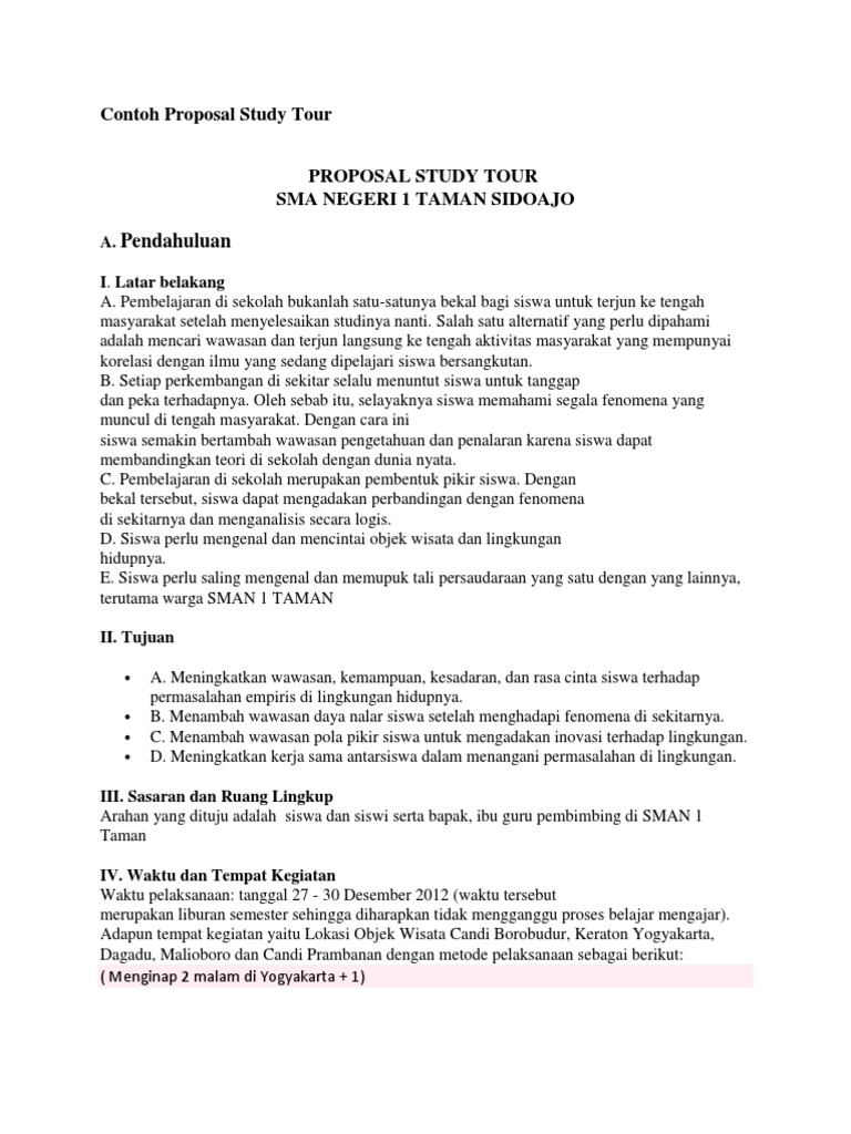 Contoh Proposal Study Tour | PDF