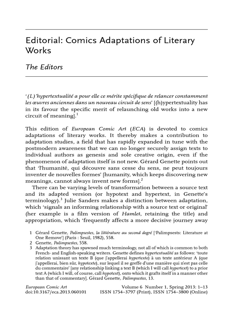 Comics Adaptation of Literary Works | PDF | Comics | Narrative