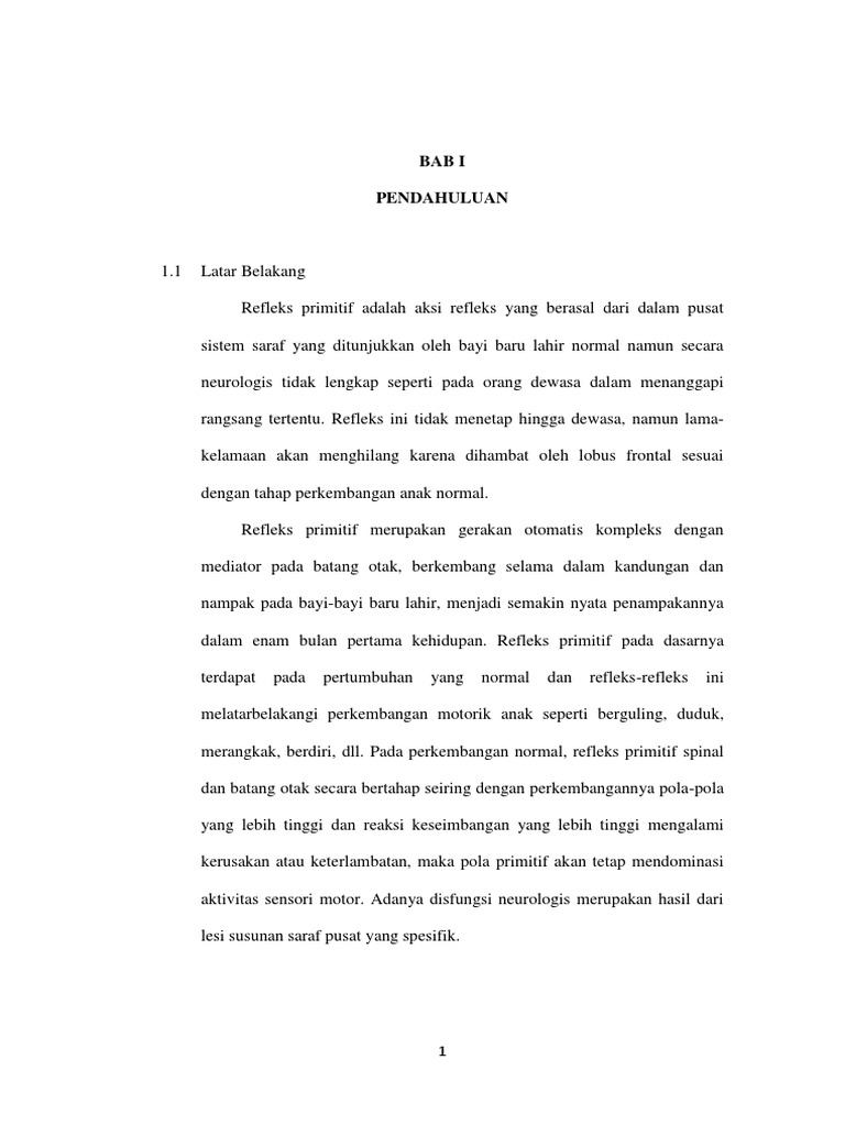 Teknik Pemeriksaan Refleks Primitif Pada Bayi | PDF