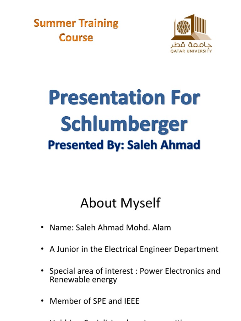 Schlumberger Presentation