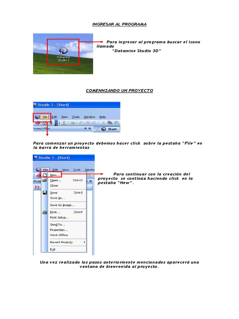 Datamine Studio 3D guía paso a paso | PDF | Archivo de computadora | Informática