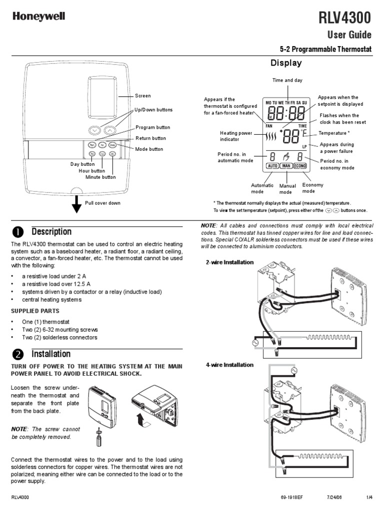 Thermostat Instructions | PDF | Electrical Connector | Hvac