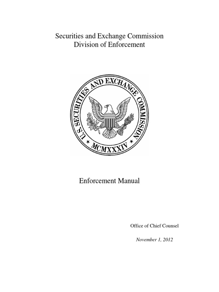 SEC Enforcement Manual | PDF | U.S. Securities And Exchange Commission ...
