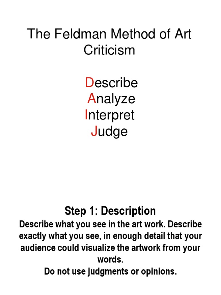 Feldman's Art Criticism Method Explained | PDF | Composition (Visual ...