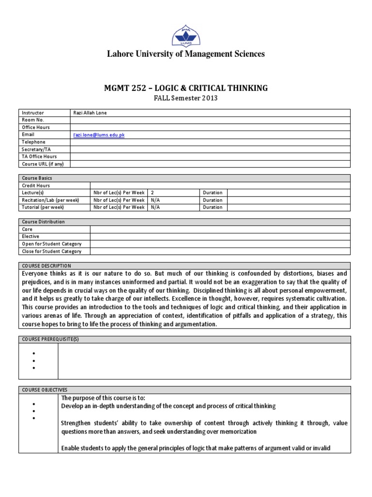 Logic & Critical Thinking Course | PDF | Argument | Critical Thinking