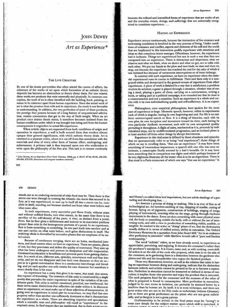 Dewey Art As Experience | PDF