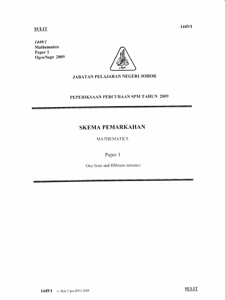 SPM 2009 Mathematics Paper 1 & 2 Answers | PDF | Teaching Mathematics