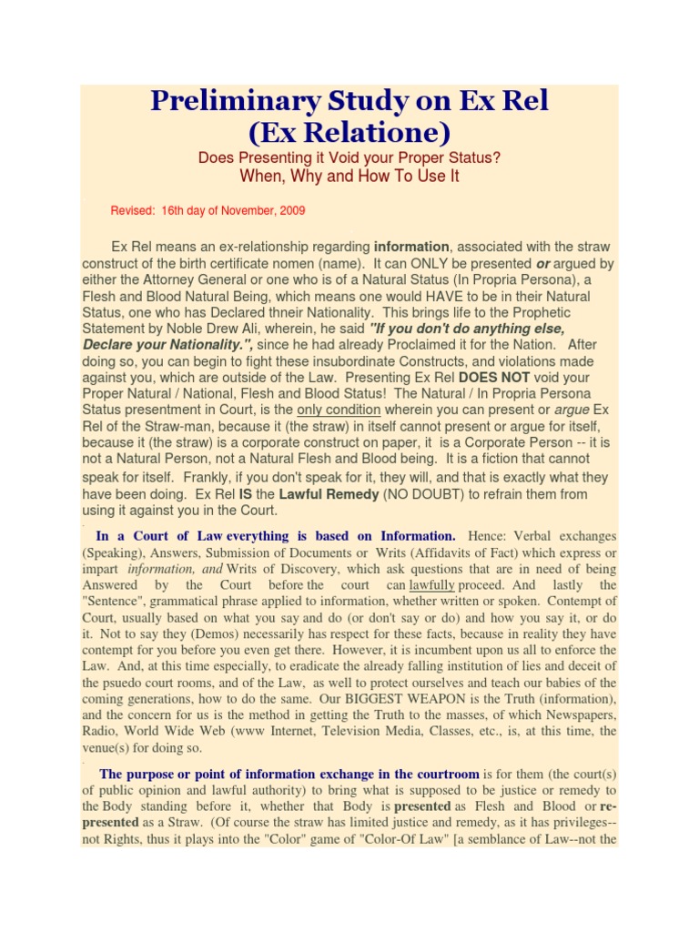 Preliminary Study On Ex Rel | PDF | Rescission | Misrepresentation