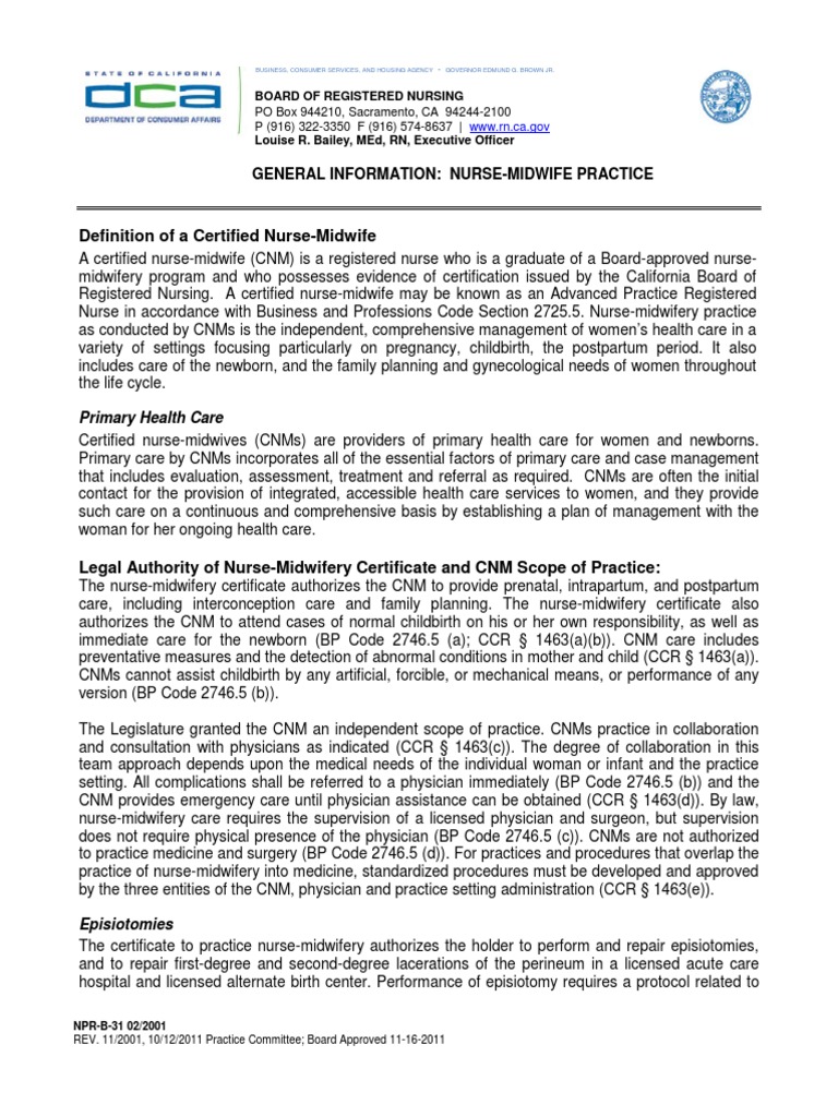 Midwifery Scope of Practice | PDF | Physician | Controlled Substances Act