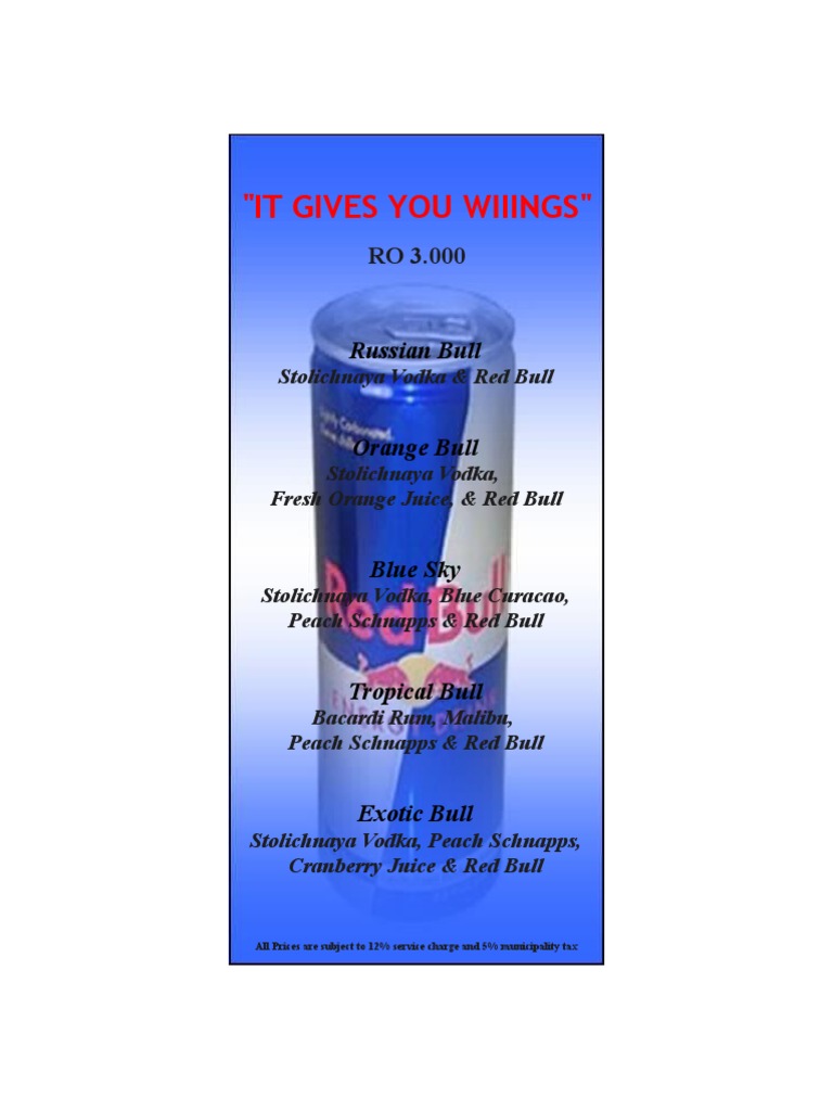 Red Bull Menu Final Georg A4 | PDF
