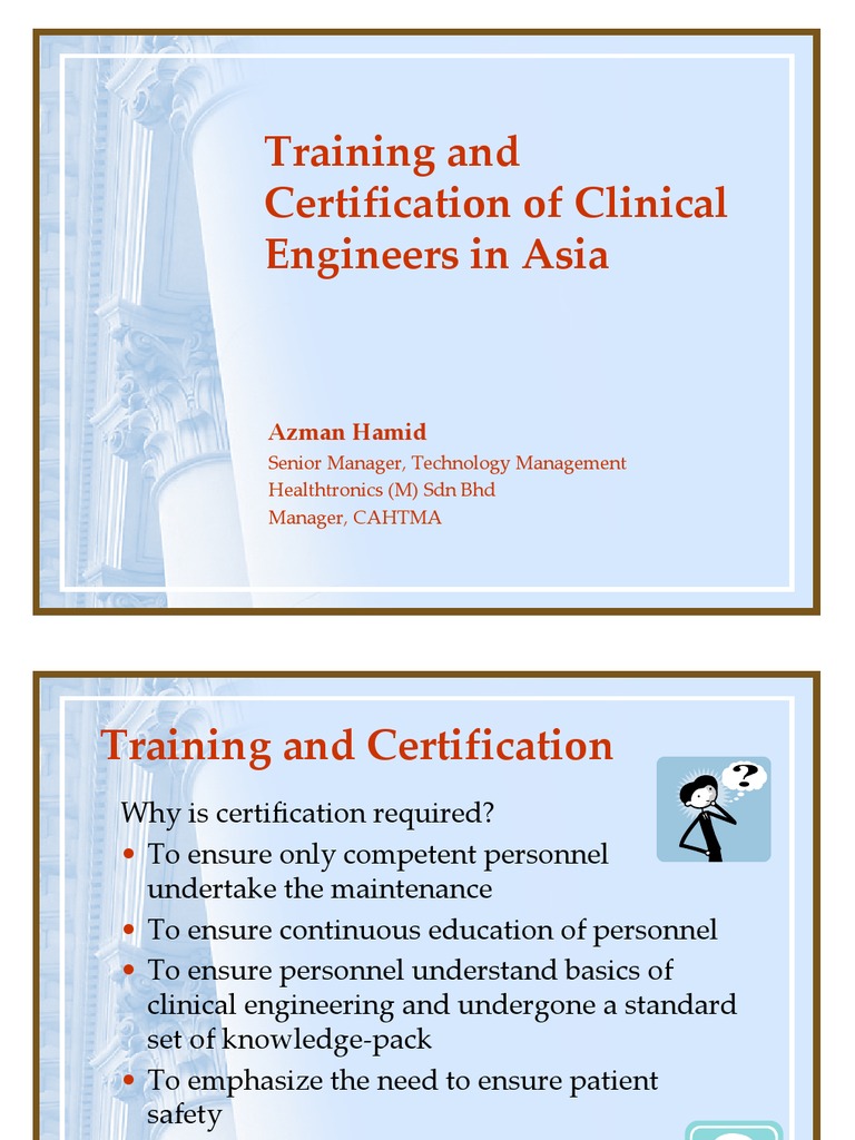 Training and Certification of Clinical Engineers in Asia | Biomedical ...