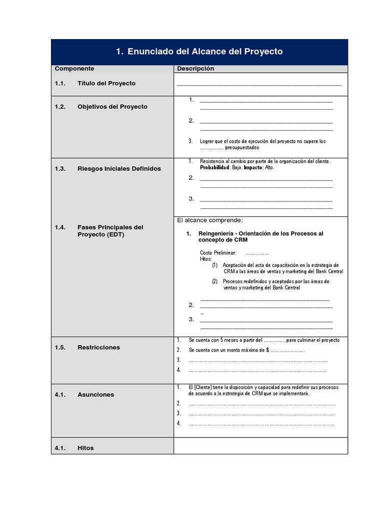 Plantillas del Alcance del Proyecto.pdf | Planificación | Presupuesto