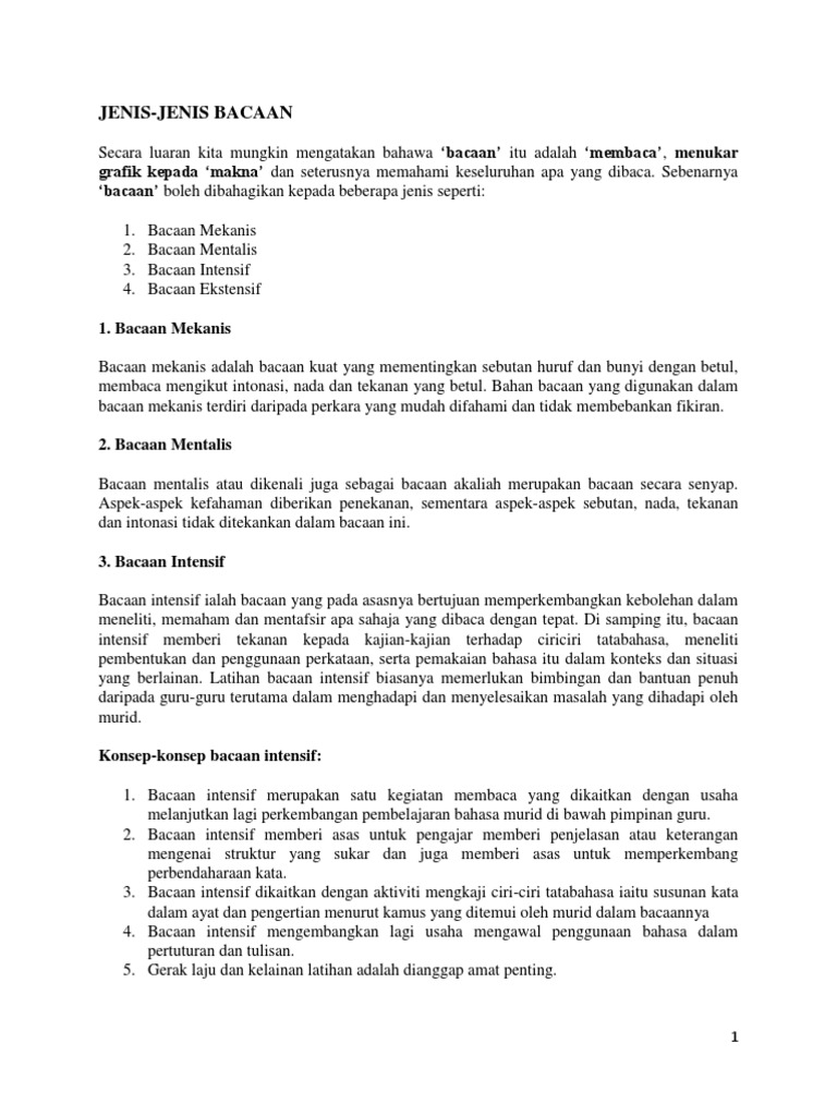 Jenis Bacaan dan Strategi Membaca | PDF