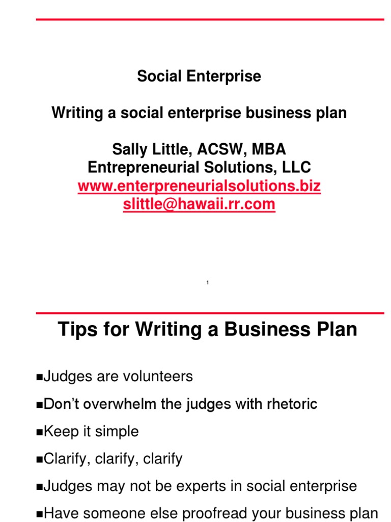 Writing A Social Enterprise Business Plan | PDF | Cost–Benefit Analysis ...