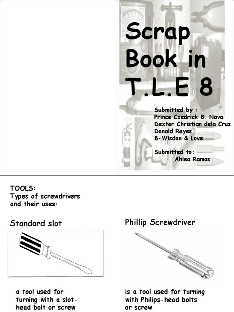 Types of tools and their uses in TLE 8 | PDF | Equipment | Tools