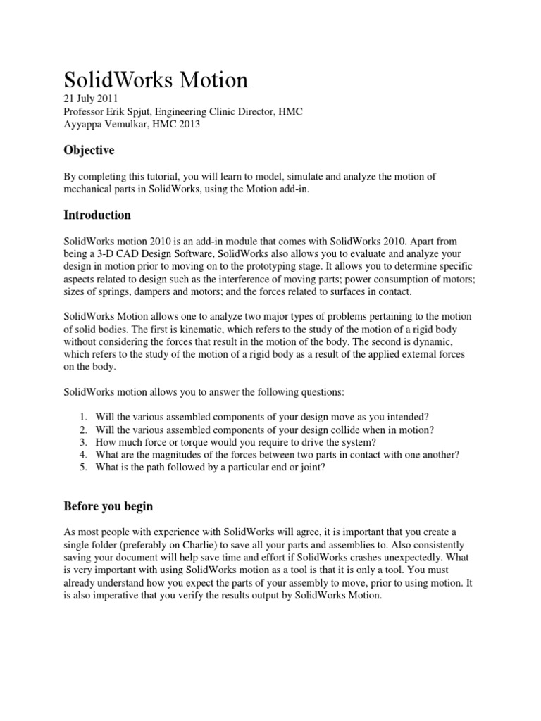 Solidworks Motion | PDF | Internal Combustion Engine | Kinematics