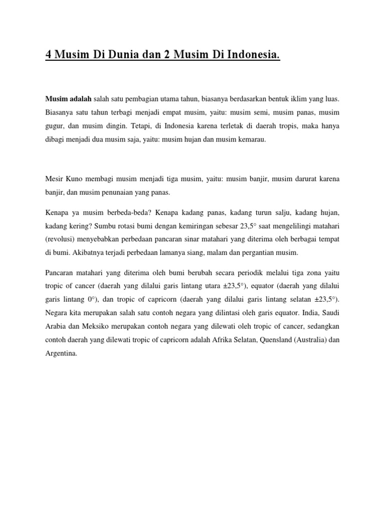 Jenis - Jenis Musim Di Dunia | PDF | Sains & Matematika