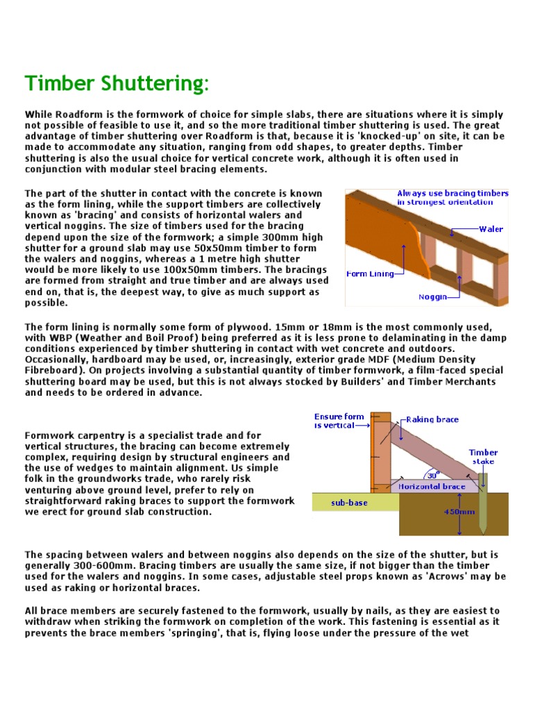 Timber Shuttering | PDF | Building Technology | Concrete