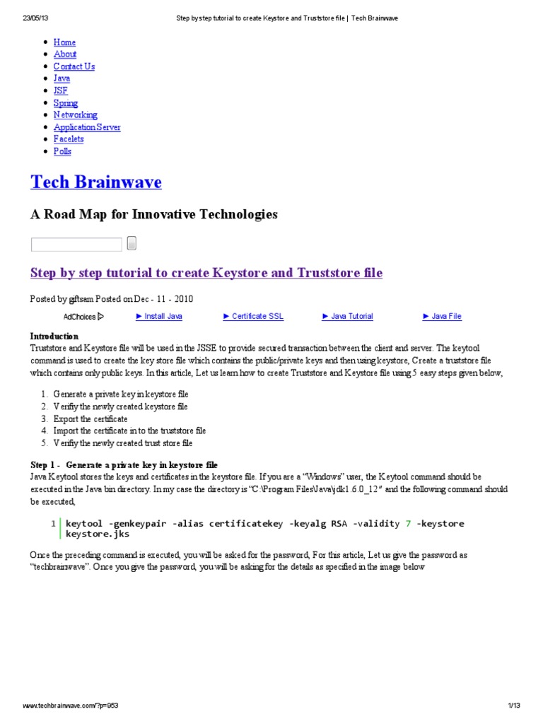 Step By Step Tutorial To Create Keystore And Truststore File Tech 8277
