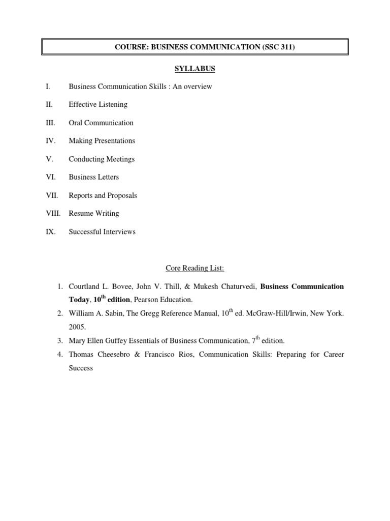 Business Communication 2014 Course Outline | PDF | Decision Making ...