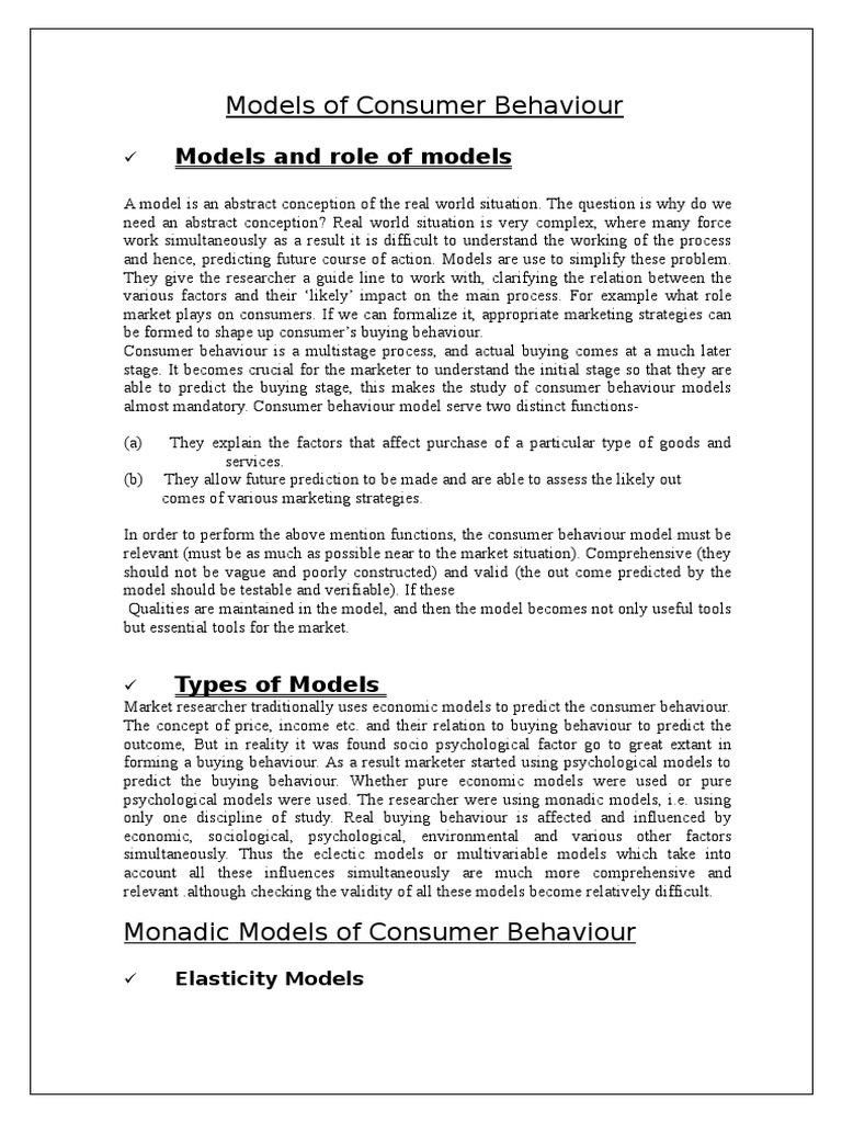 Models of Consumer Behaviour | PDF | Consumer Behaviour | Price ...