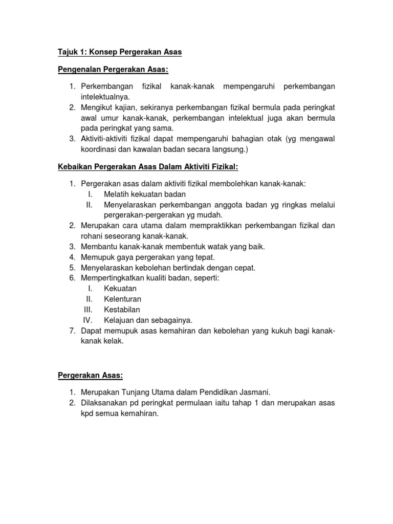 Tajuk 1. Konsep Pergerakan Asas | PDF