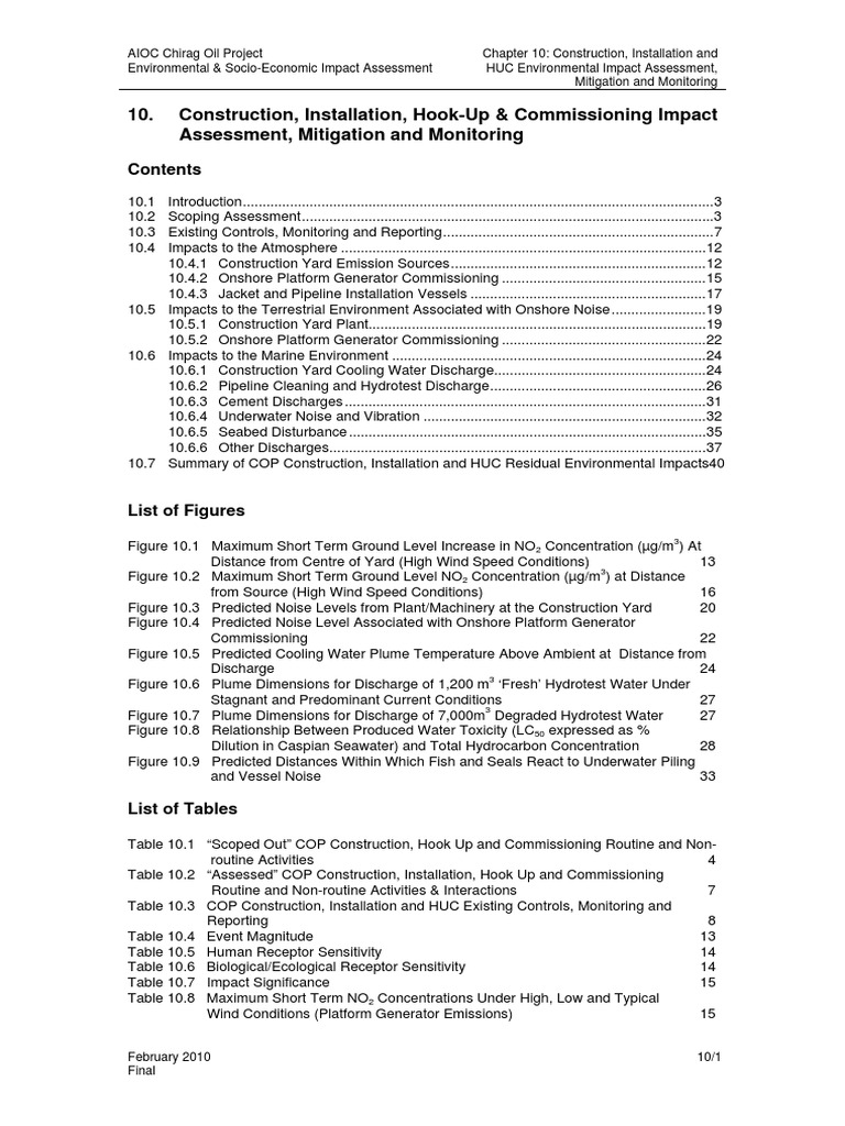 Construction, Installation, Hook-Up & Commissioning Impact Assessment ...