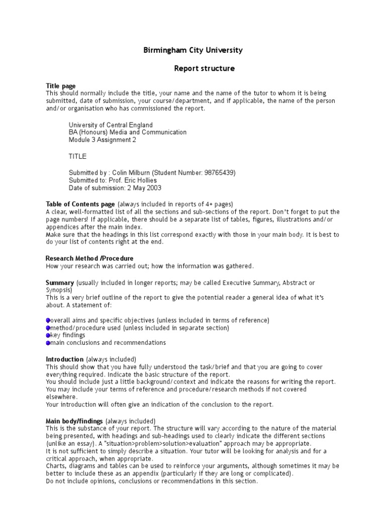 Birmingham City University Report Structure | Typefaces | Thesis
