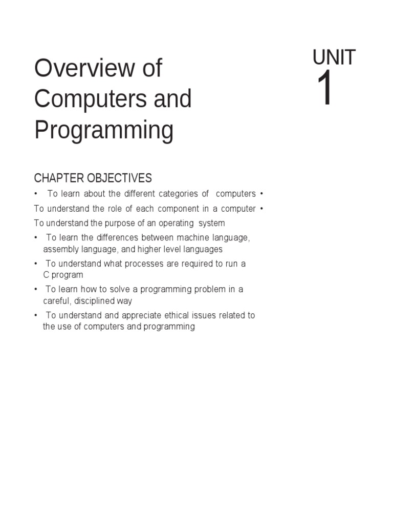 Unit 1 Problem Solving And Program Desing In C Unit 1 Pdf Computer Data Storage Disk