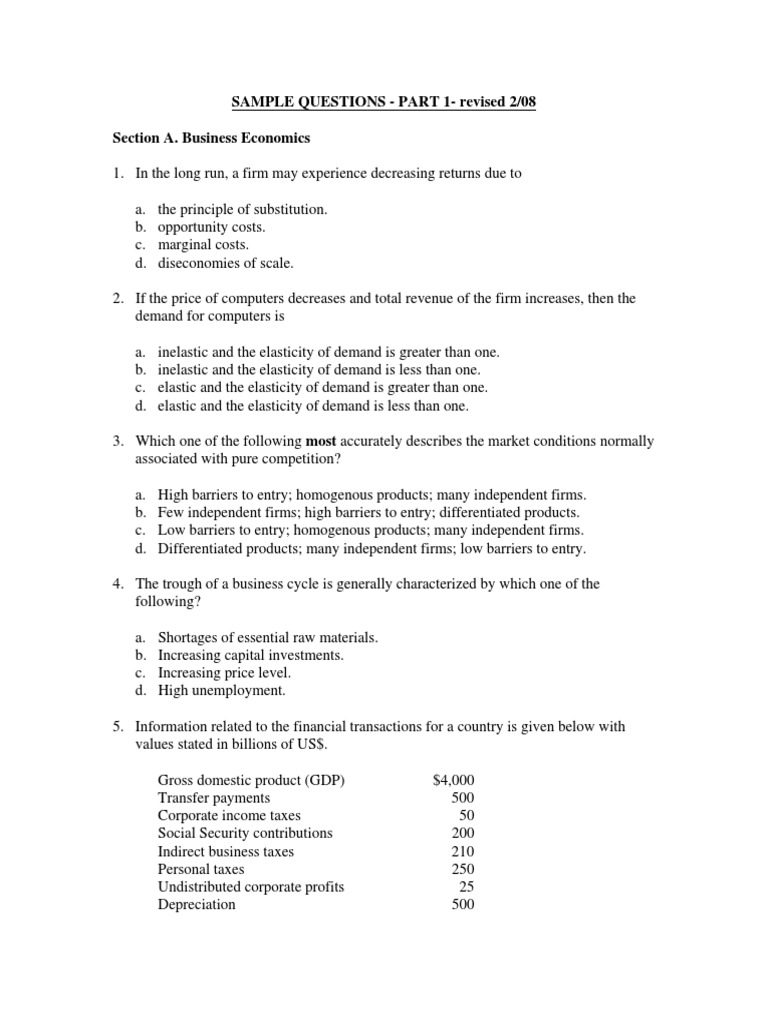 Sample Questions Part 1-Feb08web | PDF