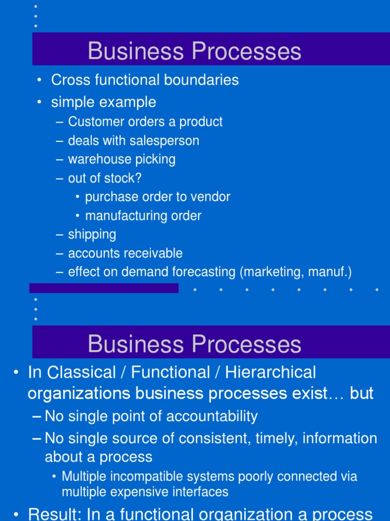Business Processes: - Cross Functional Boundaries - Simple Example ...