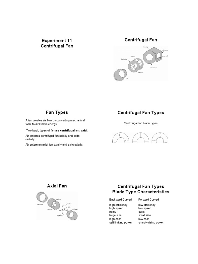 Experiment 11 Centrifugal Fan Centrifugal Fan | PDF | Mechanical Fan ...