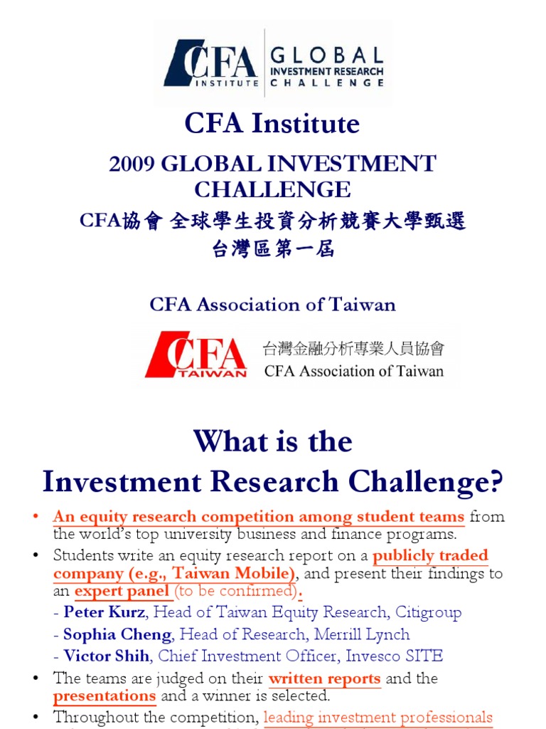 CFA Institute: 2009 Global Investment Challenge | PDF | Securities ...