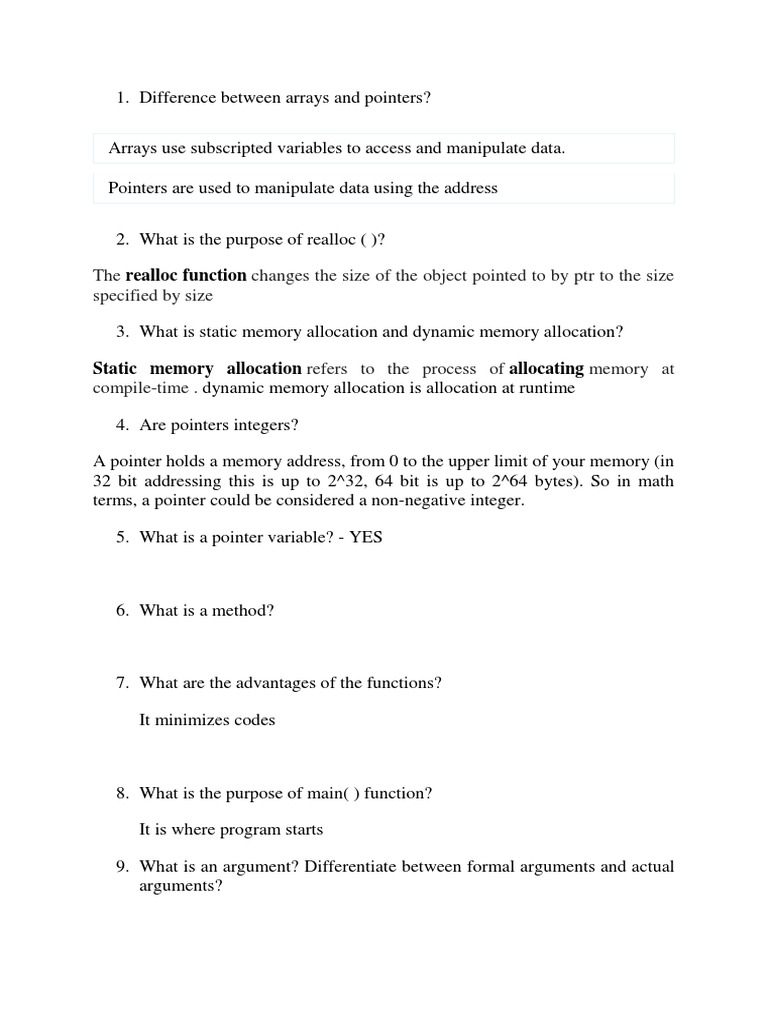 C Interview Questions Pdf Pointer Computer Programming C 7601
