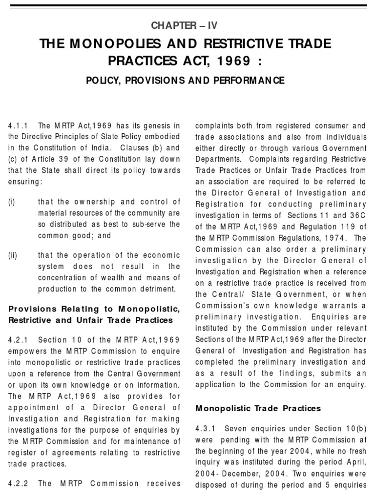 MRTP Act, 1969 | PDF | Supreme Court Of India | Monopoly