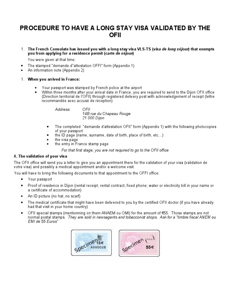 Procedure to Have a Long Stay Visa Validated by the OFII | Travel Visa ...