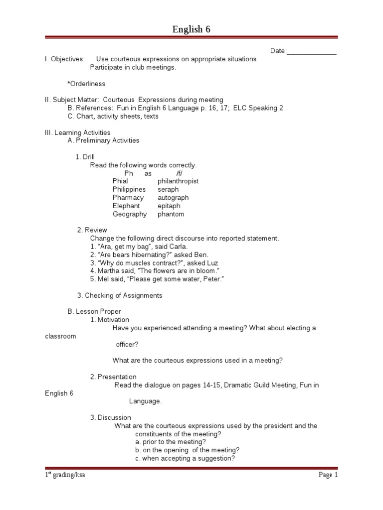 Courteous Expressions in a Meeting