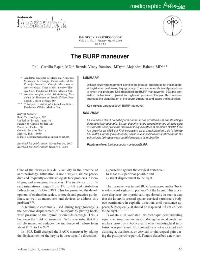BURP Maneuver | PDF | Otorhinolaryngology | Surgery