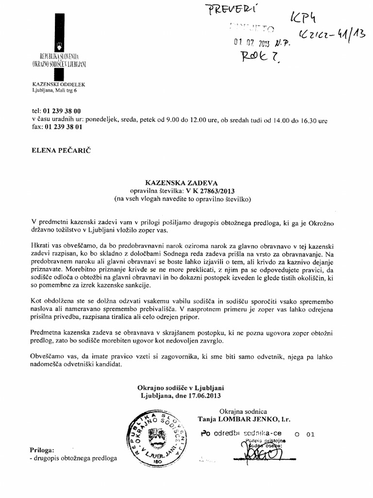 Obtožni Predlog | PDF