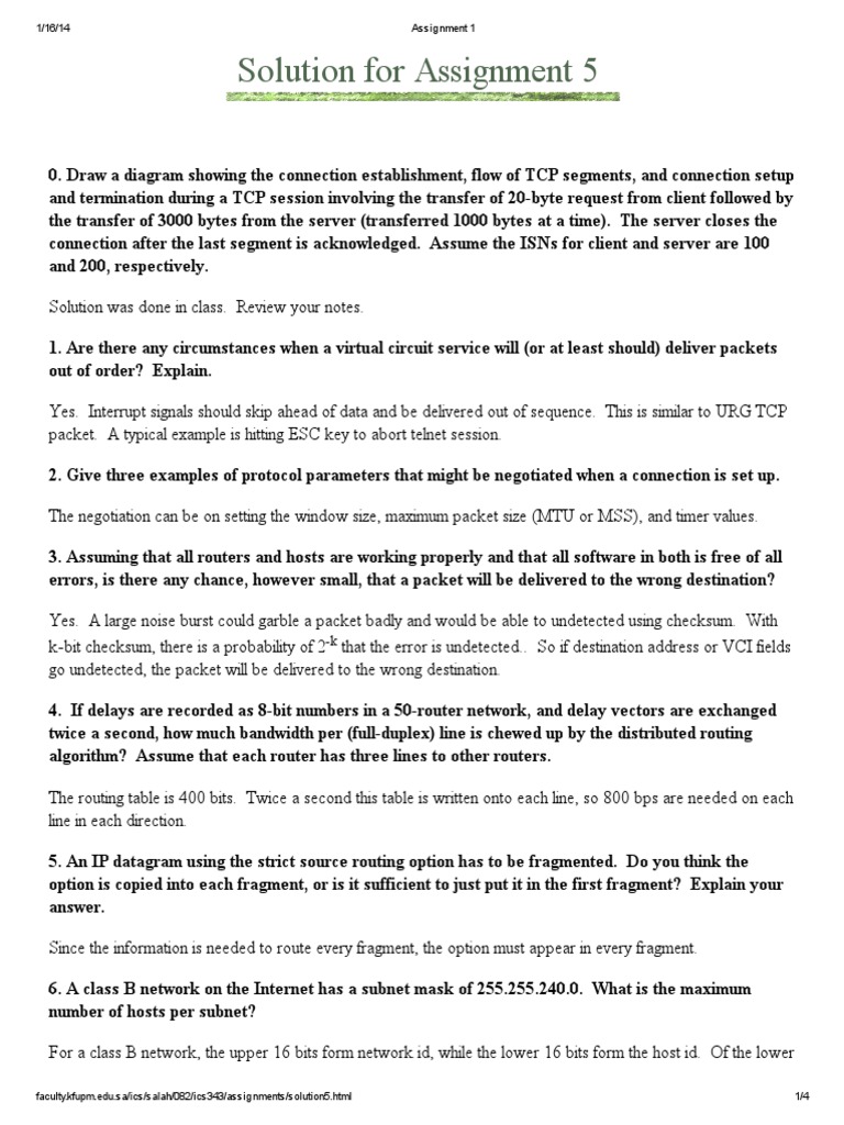 Assignment 1 Pdf Transmission Control Protocol Internet Protocols 2356