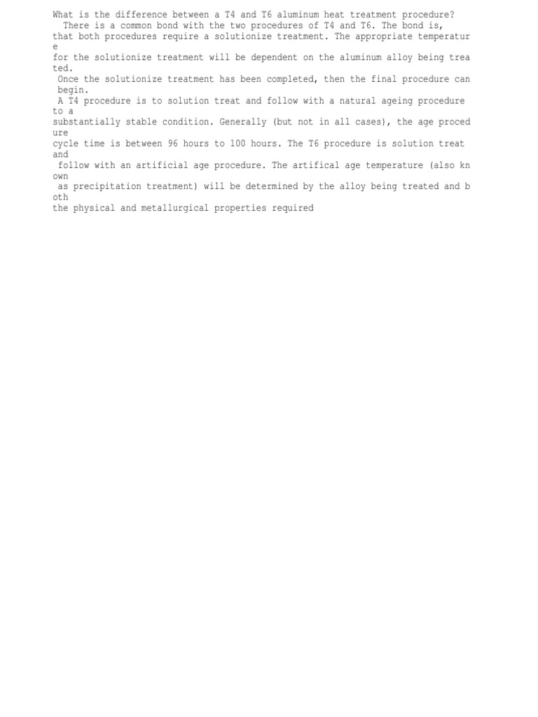 T4 vs T6 Aluminum Heat Treatment Explained | PDF