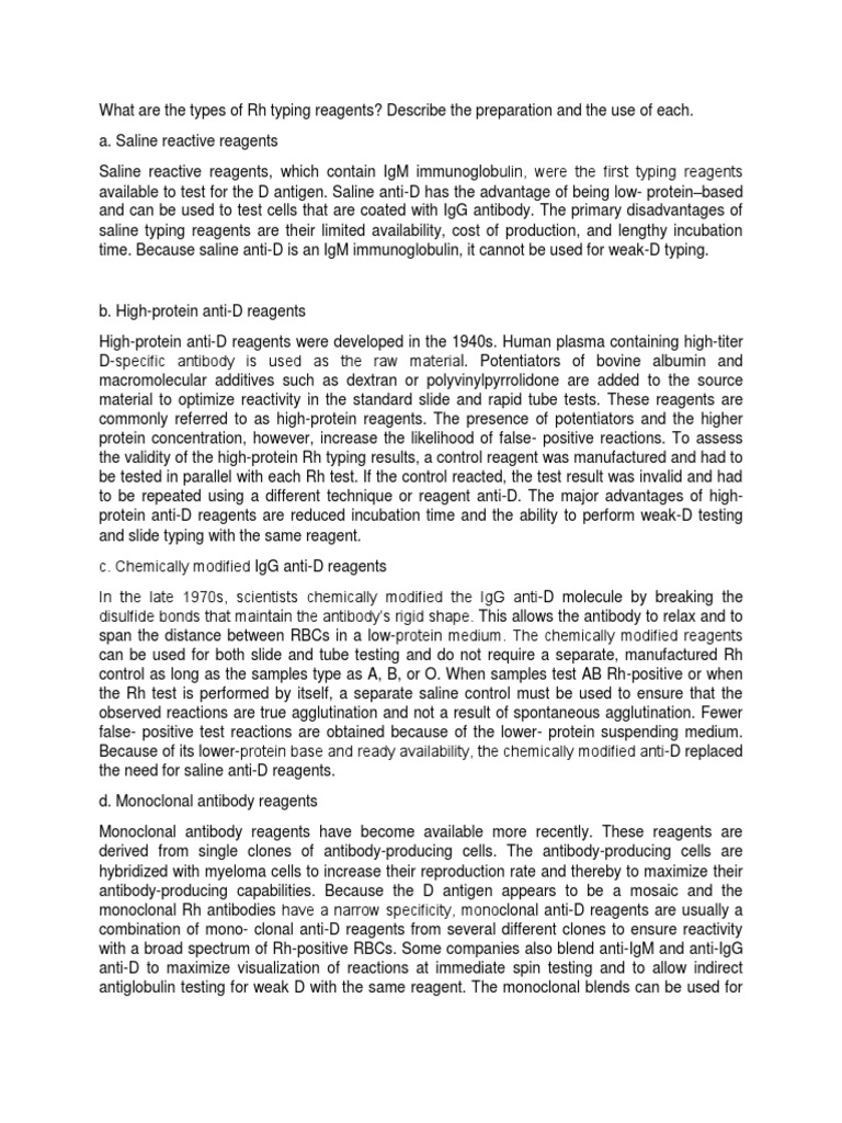 RH Typing Reagents | PDF | Antibody | Monoclonal Antibody
