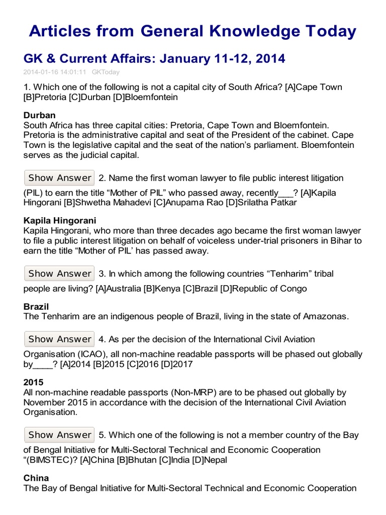 General Knowledge Today | PDF | Business | Social Science