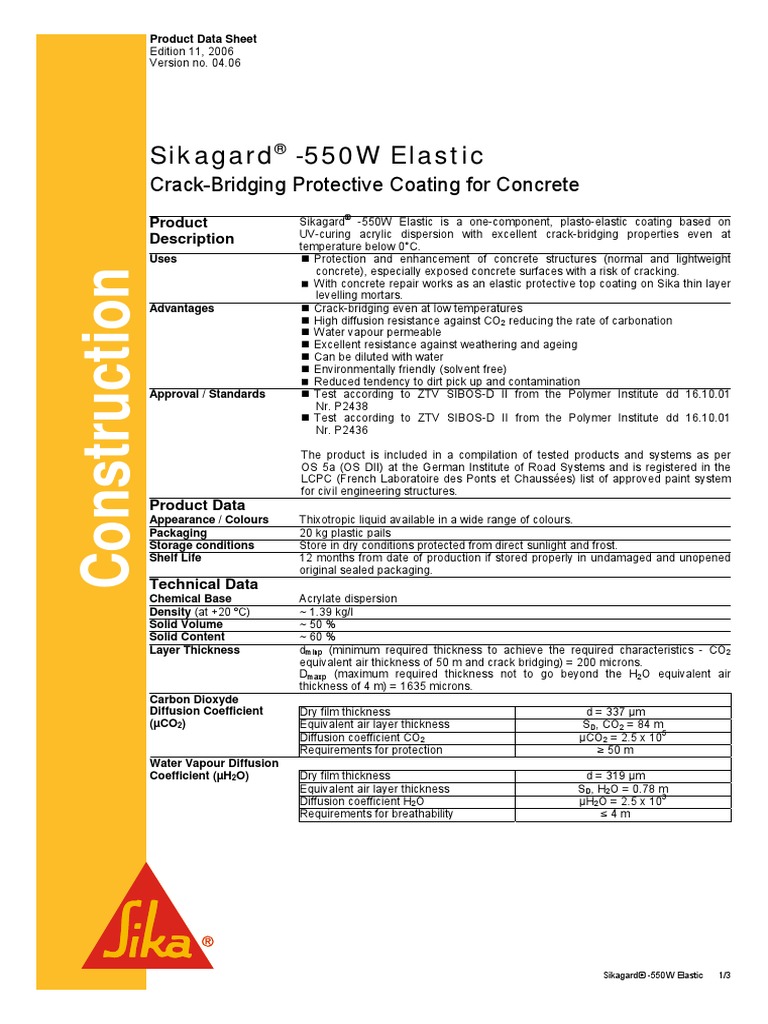 Sikagard - 550W Elastic: Crack-Bridging Protective Coating For Concrete ...