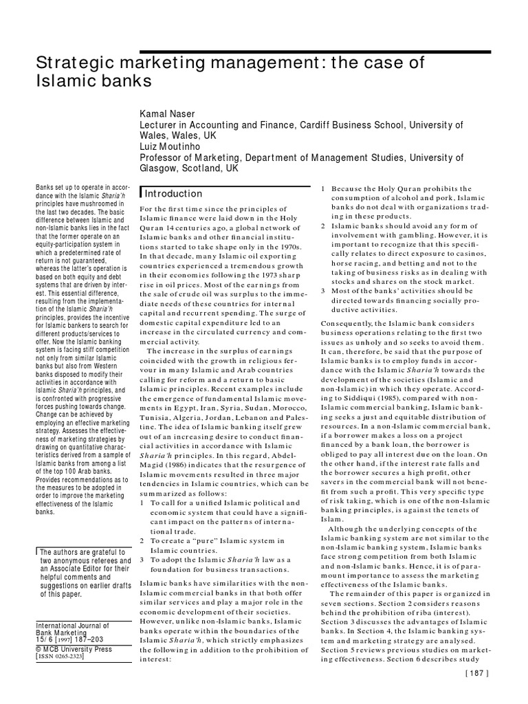 Strategic Marketing Management. The Case of Islamic Banking | PDF ...