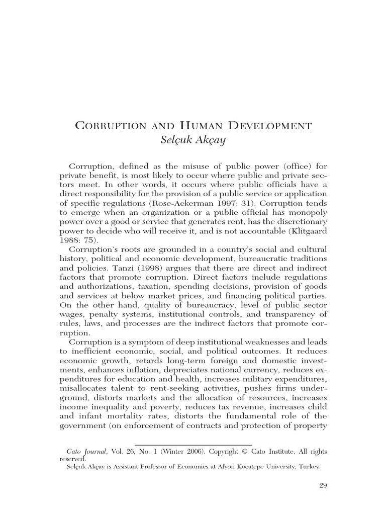 Corruption and Human Development | PDF | Economic Development ...